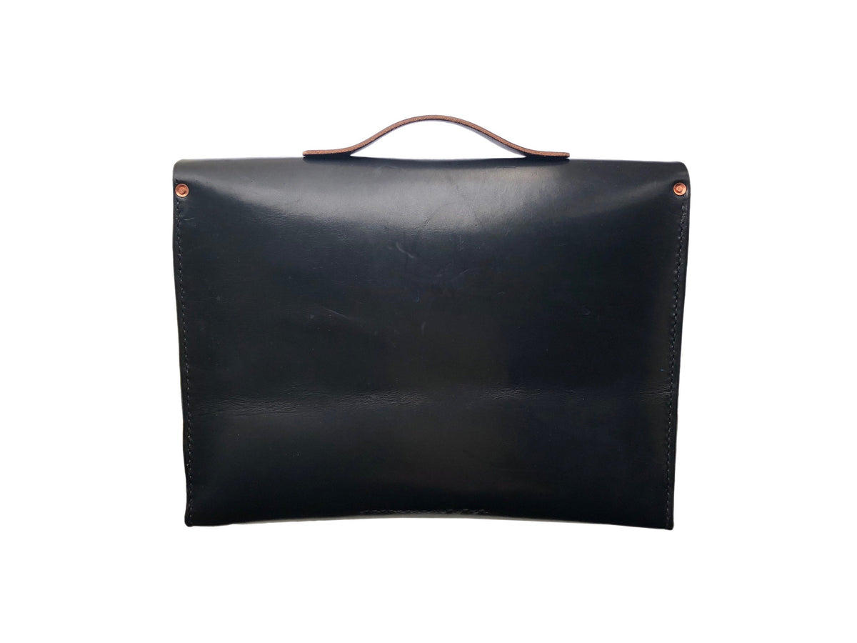Thin Wholecut Briefcase – Double Rivet Leather